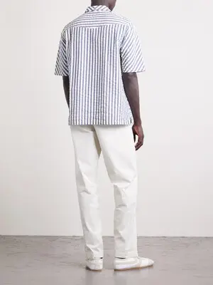 Officine Générale Eren Camp-collar Striped Cotton Shirt - Blue
