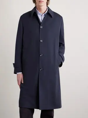 LARDINI Virgin Wool-gabardine Trench Coat - Blue