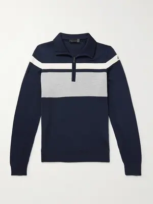 Kjus Striped Merino Wool Half-zip Sweater - Blue