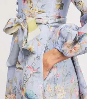 Zimmermann Linen Rebellion Floral Mini Dress - Blue