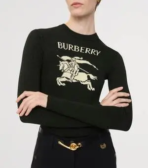 Burberry Wool-silk Ekd Sweater - Black