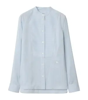 Burberry Silk Poplin Striped Shirt - Blue