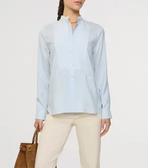 Burberry Silk Poplin Striped Shirt - Blue