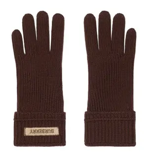 Burberry Wool-blend Logo Gloves - Brown