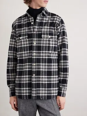 DRAKE'S Checked Cotton-flannel Shirt