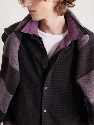 FRAME Checked Cotton And Wool-blend Shirt - Blue
