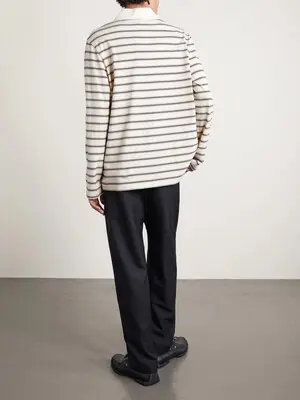 A.p.c. Striped Organic Cotton-jersey Polo Shirt - Neutrals