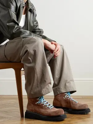 Bottega Veneta Lug Leather-trimmed Suede Hiking Boots