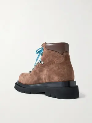 Bottega Veneta Lug Leather-trimmed Suede Hiking Boots