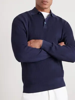 Brunello Cucinelli Ribbed Cotton Polo Shirt