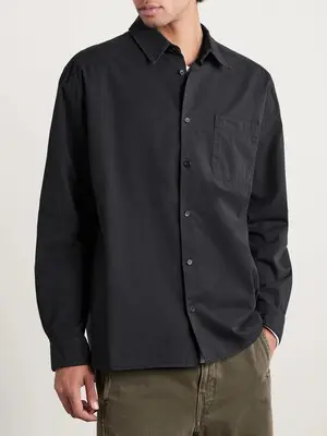 A.p.c. Malo Logo-embroidered Organic Cotton Shirt - Black