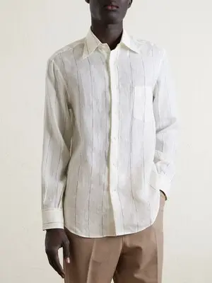 Brunello Cucinelli Pinstriped Linen Shirt