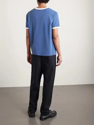 A.p.c. Logo-embroidered Cotton-jersey T-shirt - Blue
