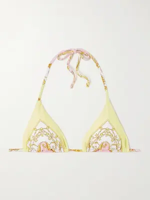 Versace Printed Triangle Bikini Top - Yellow
