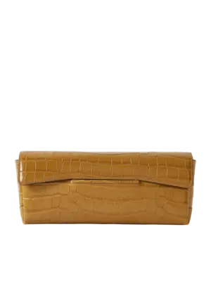 TOTEME Croc-Effect Leather Clutch Neutrals