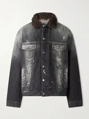 Acne Studios Robert Plush-trimmed Distressed Denim Jacket