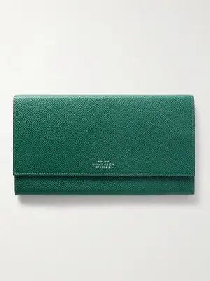 Smythson Marshall Textured-leather Travel Wallet - Green