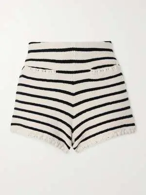 Posse Henry Striped Embellished Knitted Shorts