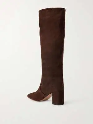 Paris Texas Anja Suede Knee Boots - Chocolate