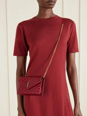 Saint Laurent Cassandre Mini Matelassé Leather Shoulder Bag - Red