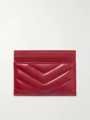 Saint Laurent Cassandre Matelassé Leather Cardholder - Red