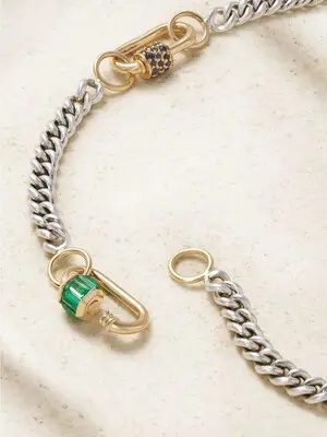 MARLA AARON Babylock Sterling 14-karat Gold, Emerald And Sapphire Necklace - Silver