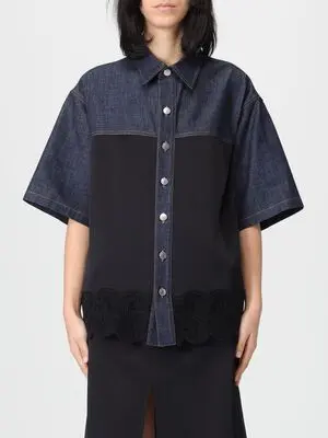Stella McCartney Denim And Poplin Shirt With Lace Trim - Blue