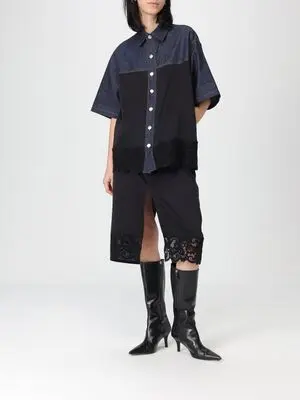 Stella McCartney Denim And Poplin Shirt With Lace Trim - Blue