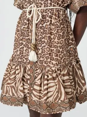 Zimmermann Tiered Animal Print Shirt Dress