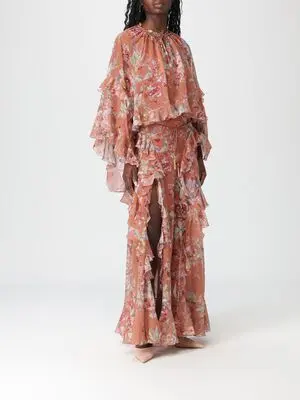 Zimmermann Ruffled Maxi Skirt With Floral Print - Orange