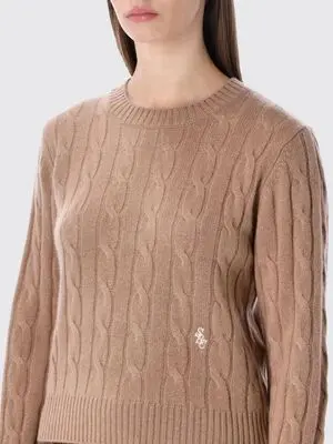 SPORTY & RICH Cable Knit Crewneck Sweater - Brown