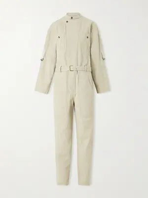 MARANT ETOILE Nessime Belted Cotton And Linen-blend Jumpsuit - Neutrals