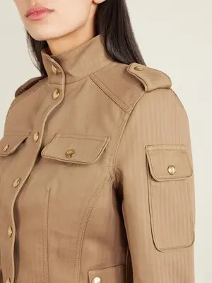 Alexander McQueen Herringbone Cotton Peplum Jacket - Neutrals