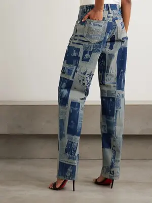 JEAN PAUL GAULTIER Printed High-rise Straight-leg Jeans