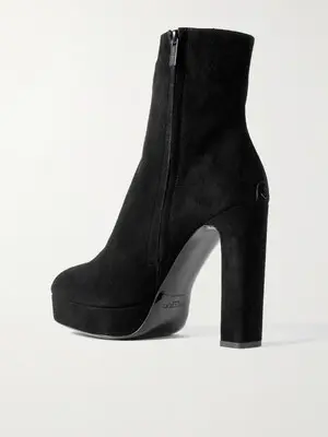 JIMMY CHOO Marene 120 Suede Platform Ankle Boots - Black