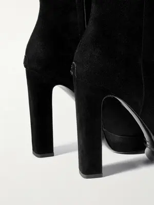 JIMMY CHOO Marene 120 Suede Platform Ankle Boots - Black
