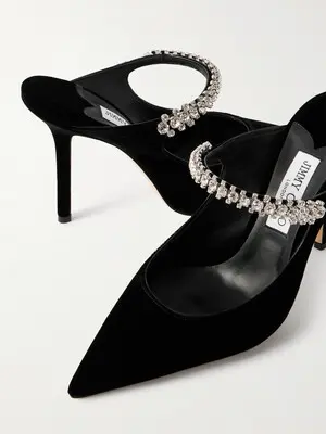 JIMMY CHOO Bing 100 Crystal-embellished Velvet Pumps