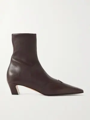 Khaite Nevada Leather Ankle Boots - Brown