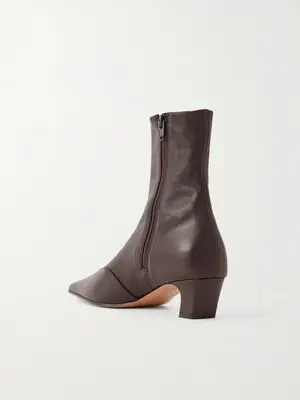 Khaite Nevada Leather Ankle Boots - Brown