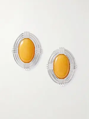 JULIETTA Hera Rhodium-plated Agate Earrings - Silver