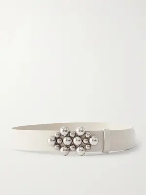 Isabel Marant Vickia Embellished Leather Belt - Gray
