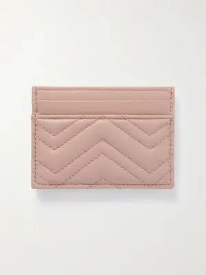 Gucci Gg Marmont Quilted Textured-leather Cardholder - Neutrals