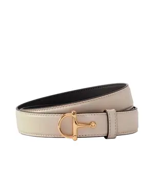 Gucci Horsebit-detailed Textured-leather Belt - Ivory