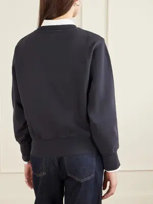 ANINE BING Harry Embroidered Cotton-jersey Sweatshirt - Black