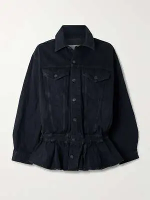AGOLDE Rubik Denim Peplum Jacket - Dark Denim
