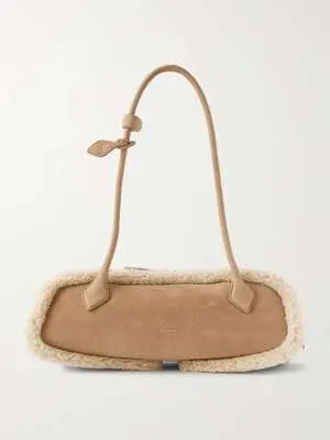 Alaïa Le Teckel Medium Shearling Shoulder Bag - Camel