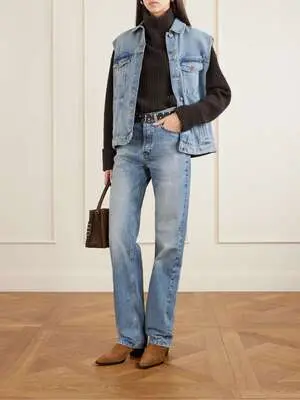 FRAME The Stack High-rise Straight-leg Jeans - Light Denim