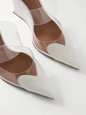 Alaïa Le Caur Patent-leather And Pvc Wedge Mules - White