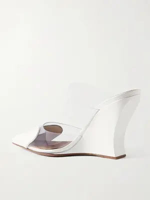 Alaïa Le Caur Patent-leather And Pvc Wedge Mules - White