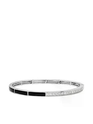 JEWELS AFICIONADO 18k White Gold Onyx And Diamond Bangle - Silver